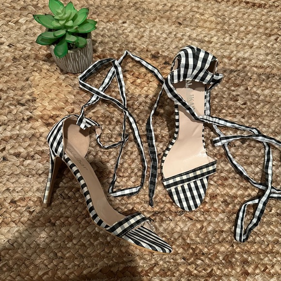Shoes | Gingham Lace Up Heels | Poshmark